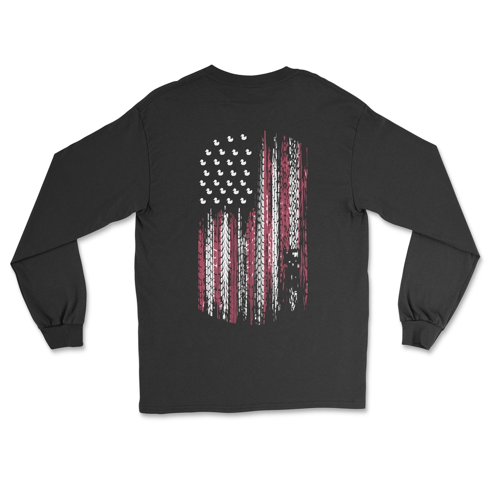 Black Long-Sleeve American Flag Tire Tread Duck Shirt - Buy Now!